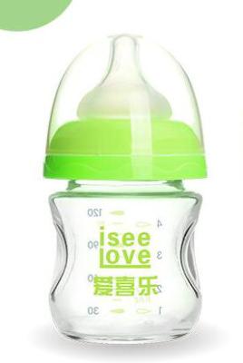 China Green Unbreakable Heat Resistant BPA Free Infant Bottles With I See Love Logo for sale