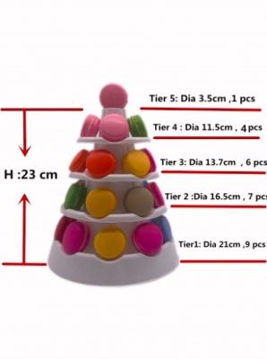 중국 4-Layer Smaller Macaron Tower Plastic Material And PVC Type Stand 판매용