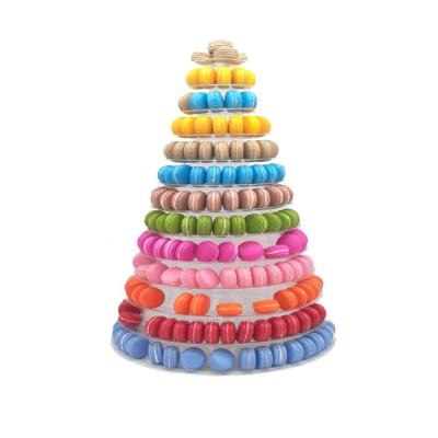 China New macaron tower pyramid 13 tier plastic macaron tower display stand in lower price for sale