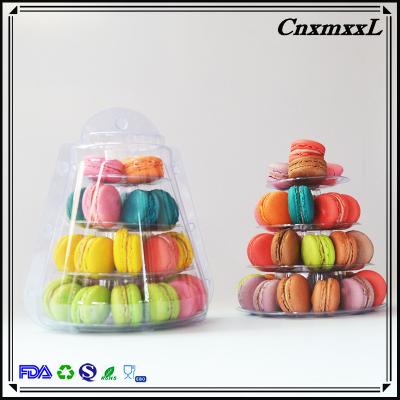 China 4 tier macaron tower clear smaller display plastic packaging box blister pack display stand food tower for food for sale