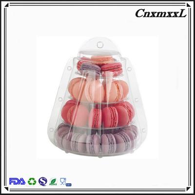 China 4 tier macaron tower clear smaller display plastic packaging box blister pack display stand food tower for food for sale