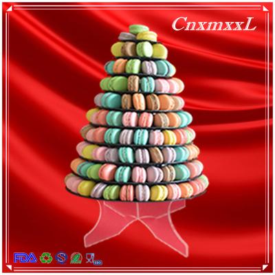 China Clear Black 10 Tier Macaron Pyramid Tower Macaron Display Stand for sale