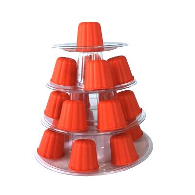 China Clear 4 Tier Canele Display Stand For Cake Shop Bakery for sale