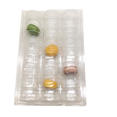 China Folding 3x8 24pcs Plastic Macaron Packaging Clam Shell Tray Clear PVC PET for sale