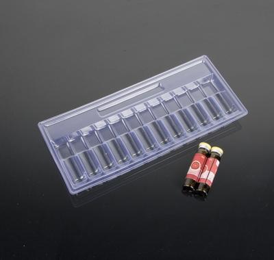 중국 10ml Oral Liquid Ampoule Tray PET Transparent Vacuum Tray , Pack Of 5 , Pack Of 10 , Pack Of 12 판매용