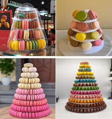 China New style Black 9 tiers plastic macaron Square piramide macarons tower patented customizable Macaron packaging with low price for sale