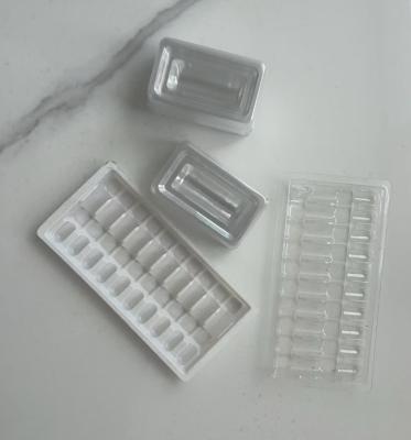 China 2ml 10-Piece Plastic Ampoule Tray 14.3x7.3cm Cardboard Packaging for sale