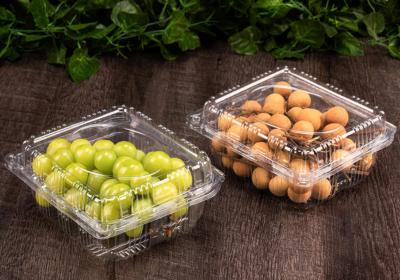 China Customized Design Recyclable PET Fruit Packaging Box with Heat Sealing for Tomatoes and Grapes for sale