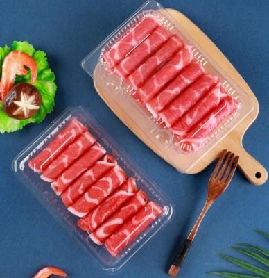 China Single-use meat slice box, beef roll pork slice box, lamb roll box, thick fresh packaging box, black background plastic packaging box for sale