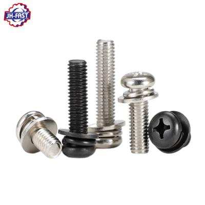 Cina Pan Head Dacromet Black Oxide Triple Combination Bolt Screw Assembly in vendita