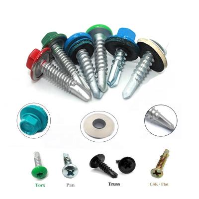 Cina Metrica Croce personalizzata intagliata Pan Wafer Head Self-Drilling Roof Screw con finitura gialla in vendita