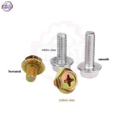 Cina M3 M4 M5 M6 M8 M10 M12 Phillips Hex Head Serrated Flange Bolts con finitura passiva in vendita