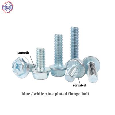 Cina M3 M4 M5 M6 M8 M10 M12 Phillips Hex Head Serrated Flange Bolts con finitura passiva in vendita