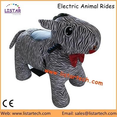 China Horse Riding Toy Zebra Design Plush Animal Ride on Games Coin Operated Animal Rides for sale