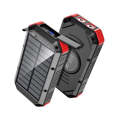 China 30000mA Solar Wireless Power Bank With LED Camping Light Multi Charge Protocols for sale
