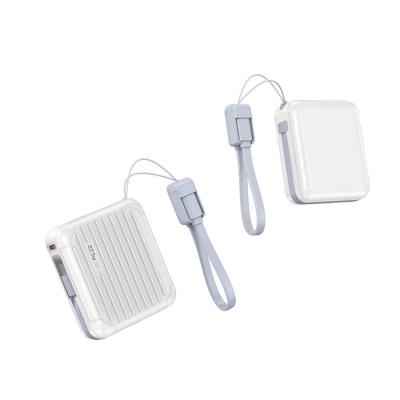 China ABS Fast Charge Power Bank 10000mAh Compact Multi Port Power Bank With Data Cable for sale