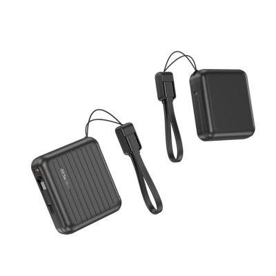 China ABS Fast Charge Power Bank 10000mAh Compact Multi Port Power Bank With Data Cable for sale