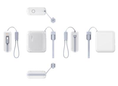 China ABS Fast Charge Power Bank 10000mAh Compact Multi Port Power Bank With Data Cable for sale