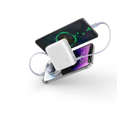 China ABS Fast Charge Power Bank 10000mAh Compact Multi Port Power Bank With Data Cable for sale