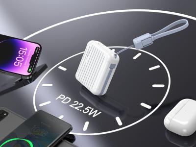 China ABS Fast Charge Power Bank 10000mAh Compact Multi Port Power Bank With Data Cable for sale