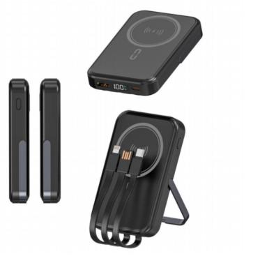 China Large Capacity Multi Device Power Bank Portable 10000mah Power Bank With Built In Cables / Stand for sale