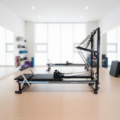China Black Aluminum Alloy Pilates Reformer With Half Tower Square Box For Pilates Studio for sale