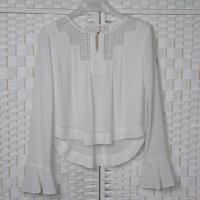 중국 숙녀를 위한 빈 레이스 우연한 백색 시퐁 블라우스 긴 소매 판매용