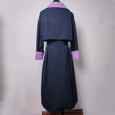 China Pressione o revestimento de trincheira por muito tempo cercado do botão com projeto preto e roxo do contraste à venda