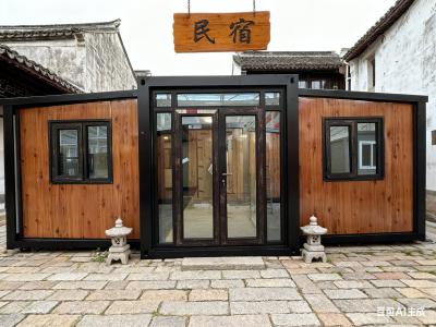 China Foldable 20ft Container with 75mm EPS Sandwich Panels 2.8 Tons Net Weight and 50mm EPS Roof for Expandable Double Wing Container House for sale