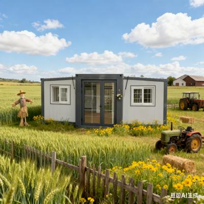 China Double Wing 20 Foot Container House with Balcony 37 Square Meters Floor Area and Bending Parts 2.0mm Bottom Beam for sale