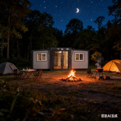 China 50mm/75mm Sandwich Panel 37 Square Meters Foldable 20ft Container with Plumbing System PVC/PPR Pipes for sale