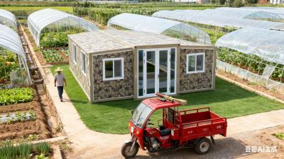 중국 75mm EPS 샌드위치 패널 및 강철 단일 문이 있는 접이식 20피트 컨테이너 (맞춤형 테라스 포함) 판매용