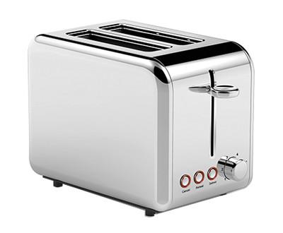 China Reheat Function Brushed Chrome Stainless Steel Toaster 2 Slice for sale
