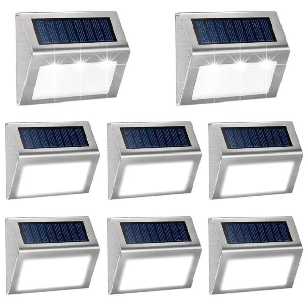 Außenlicht aus Edelstahl Solardeck für Balkon Garten Garten Zaun 3 LED-Pfadlicht