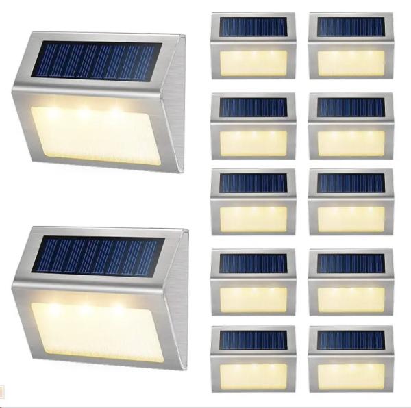 Außenlicht aus Edelstahl Solardeck für Balkon Garten Garten Zaun 3 LED-Pfadlicht