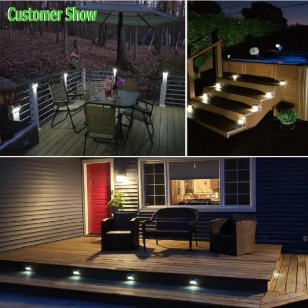 Außenlicht aus Edelstahl Solardeck für Balkon Garten Garten Zaun 3 LED-Pfadlicht