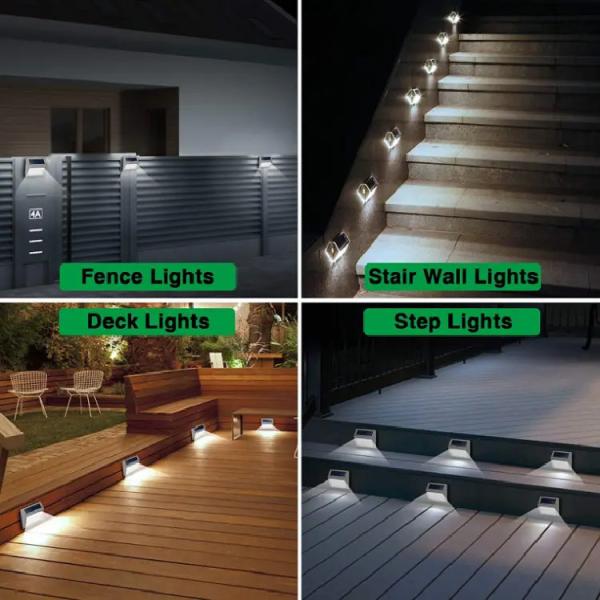 Außenlicht aus Edelstahl Solardeck für Balkon Garten Garten Zaun 3 LED-Pfadlicht