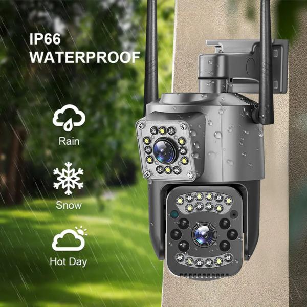 4MP de seguridad IP inalámbrica con doble lente 4G de bala PTZ cámara V380 de bala 3.5 pulgadas Negro