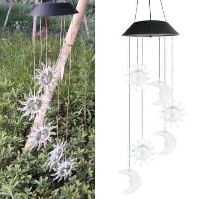 Cina Sole Luna Luci solari Colorevoli campanelli di vento per giardino impermeabile a sette colori Gradiente in vendita