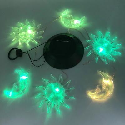 Cina Sole Luna Luci solari Colorevoli campanelli di vento per giardino impermeabile a sette colori Gradiente in vendita