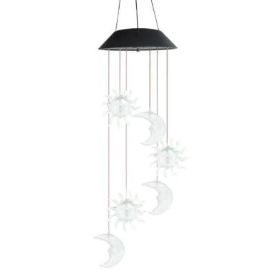 Cina Sole Luna Luci solari Colorevoli campanelli di vento per giardino impermeabile a sette colori Gradiente in vendita