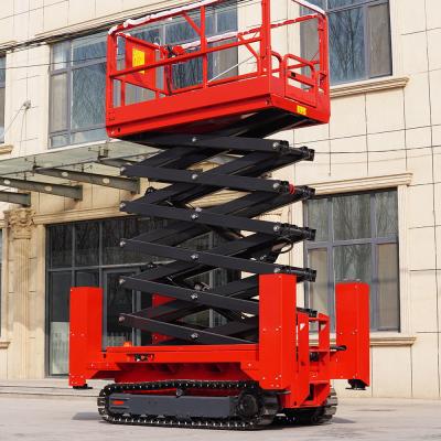 Cina Piattaforma aerea semovente a pantografo per terreni accidentati, cingolata, idraulica in vendita