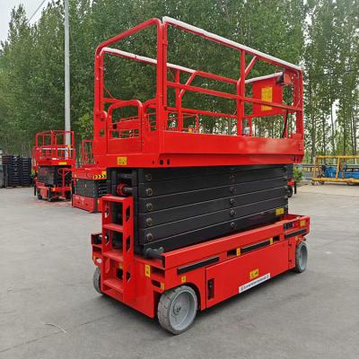 China Red Blue Color Self Propelled Scissor Lift 12m 320kg for sale