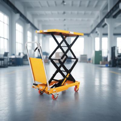 China Manual Lifting Platform 500kg Mobile Small Cargo Lifting Vehicle for sale