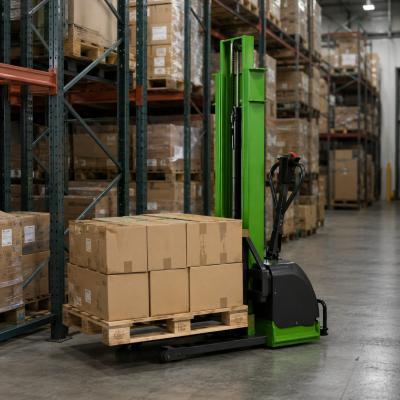 China 1500kg 1.6m Self Loading Walkie Stacker Mobile Pallet Lift for sale