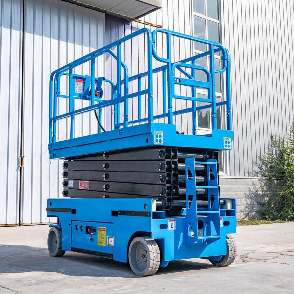 Quality Blue Electric Self Propelled Scissor Lift 320kg Capacity 13.8m Max Height for sale