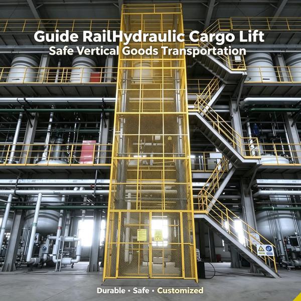 Quality 3 - 9m Hydraulic Vertical Guide Rail Caged Cargo Lift For Warehouse for sale