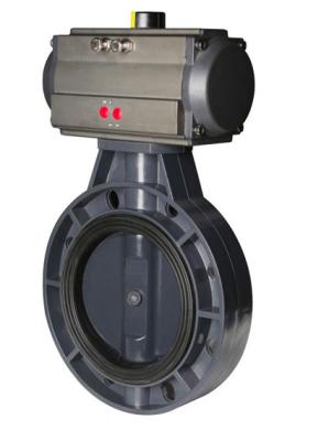 China complete SS316 wafer connection pneumatic butterfly valve with actuator for sale