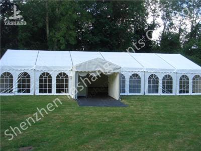 China White Fabric Cover Hard Aluminum Garden Party Marquees with Enterance Walkway for sale