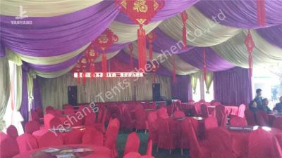 China Hard Aluminum Skeleton Wedding Dinner Party Tents Purple And White Lining Designed for sale